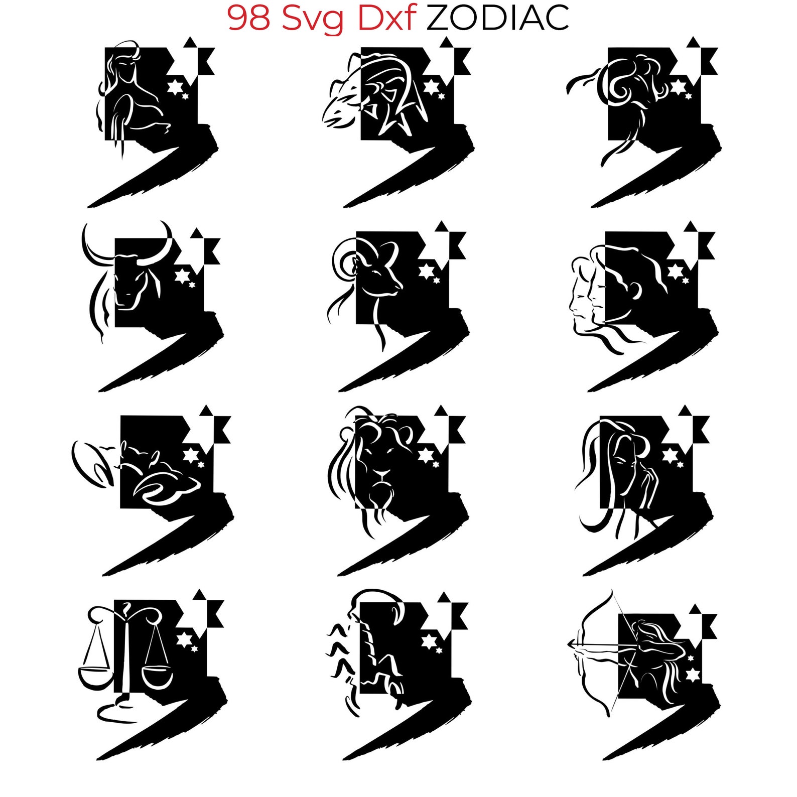 98 Svg Dxf Zodiac Bundle for Laser Engrave With Index - Etsy