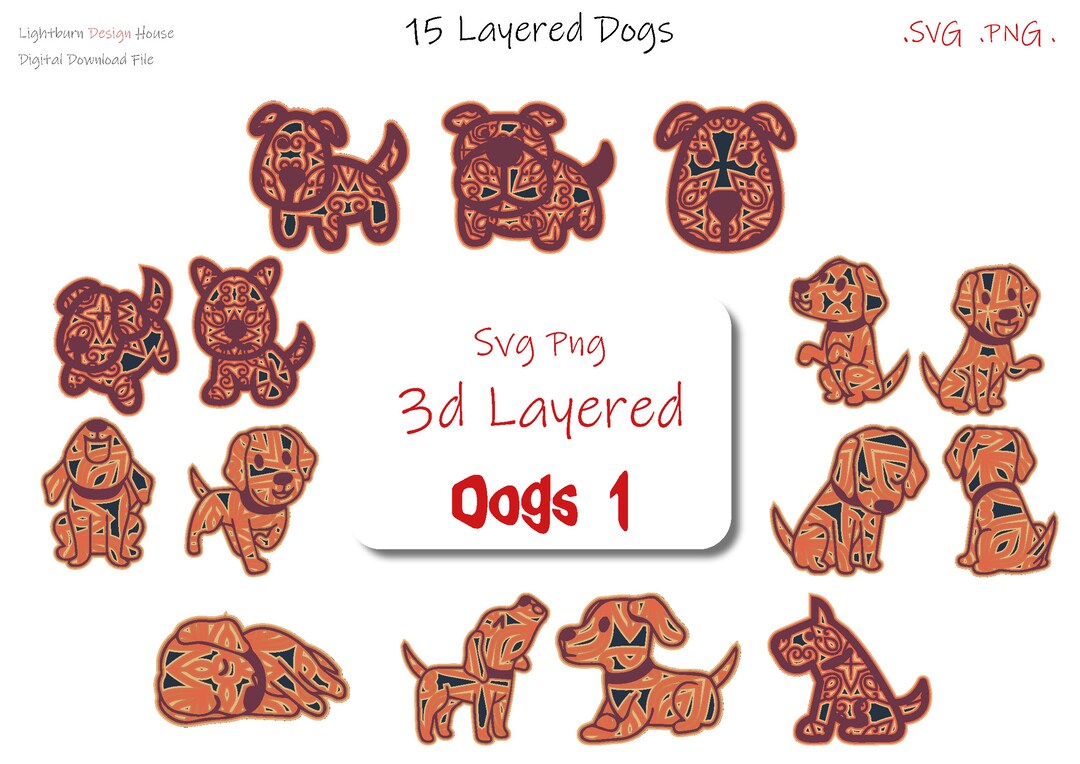 15 SVG Png Dog 3d Layered Multilayer for Laser Engrave Cricut Paper Cut ...