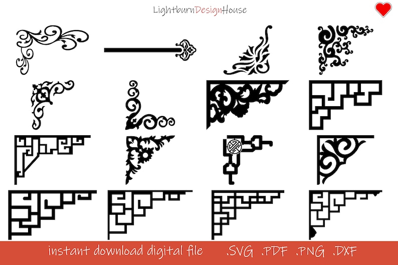 104 SVG Png Pdf Dxf Corner Shelf Pattern Border Frames Bundle - Etsy