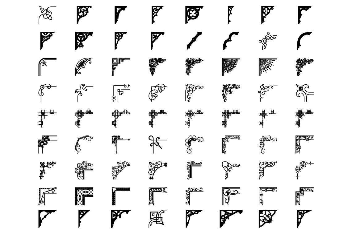 832 SVG Png Pdf Dxf Corner Shelf Pattern Border Frames Bundle Laser Cut ...