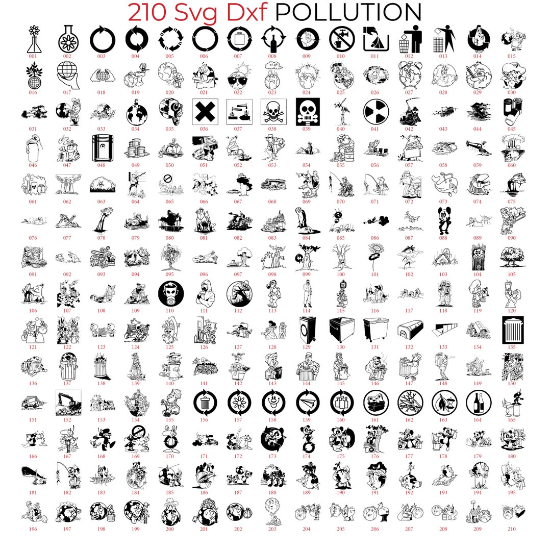 210 Svg Dxf Pollution Bundle for Laser Engrave With Index - Etsy