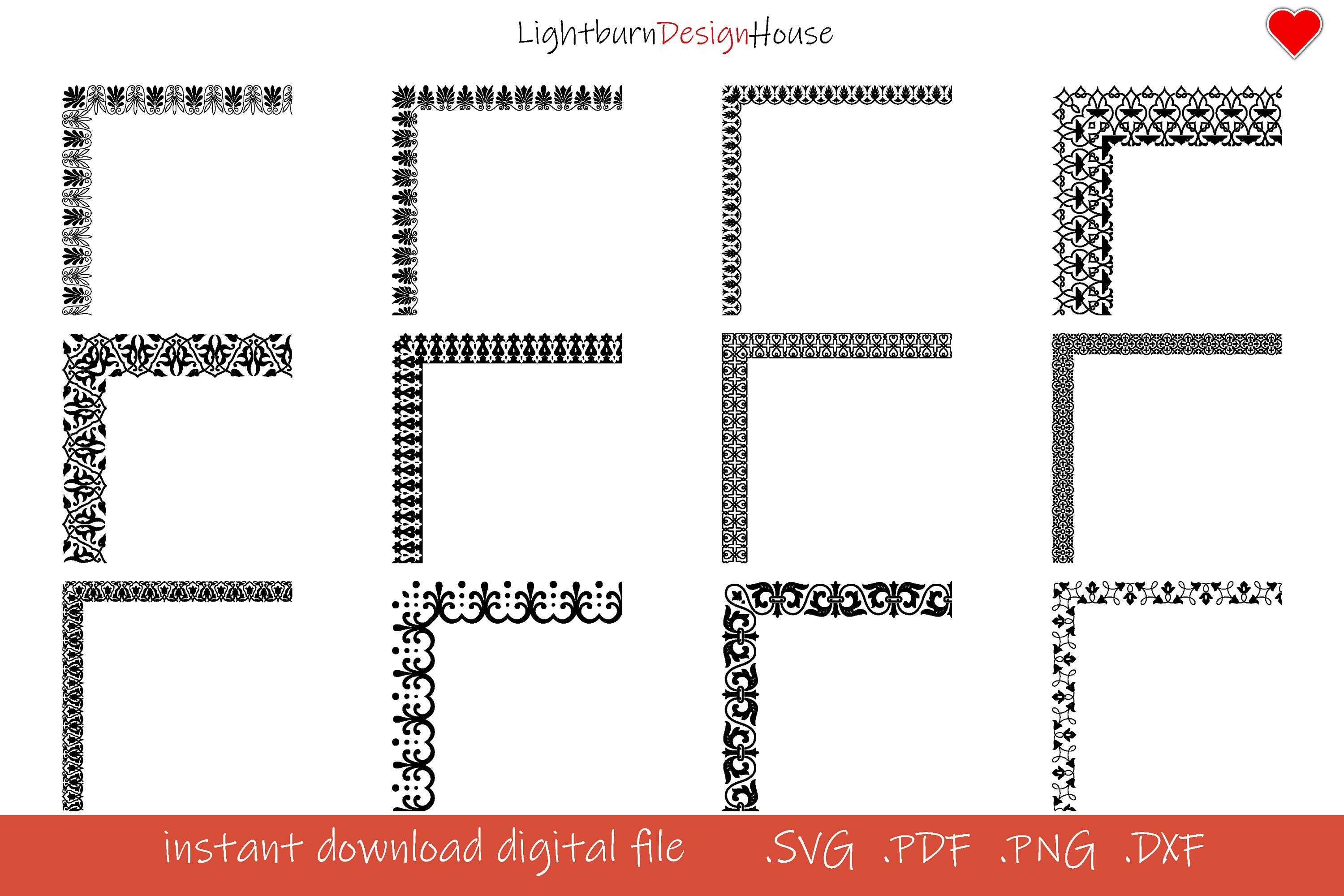 104 SVG Png Pdf Dxf Corner Shelf Pattern Border Frames Bundle - Etsy