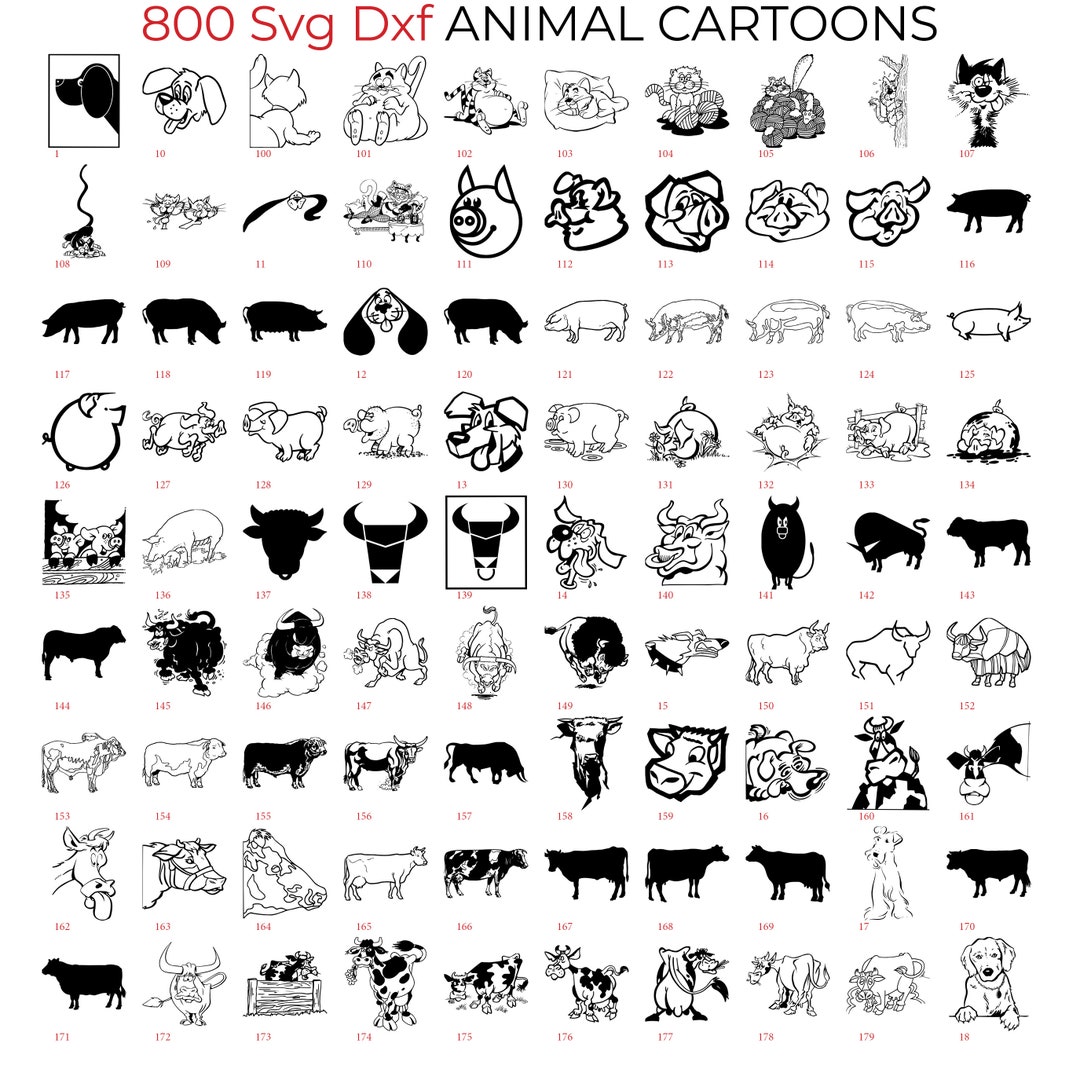 800 Svg Dxf Animals Bundle for Laser Engrave With Index - Etsy