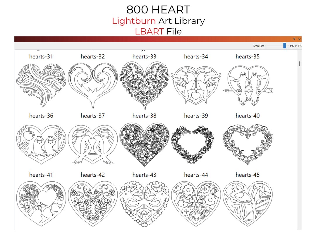 800 Heart Lightburn Art Library LBART Files for Laser Engrave, Love ...