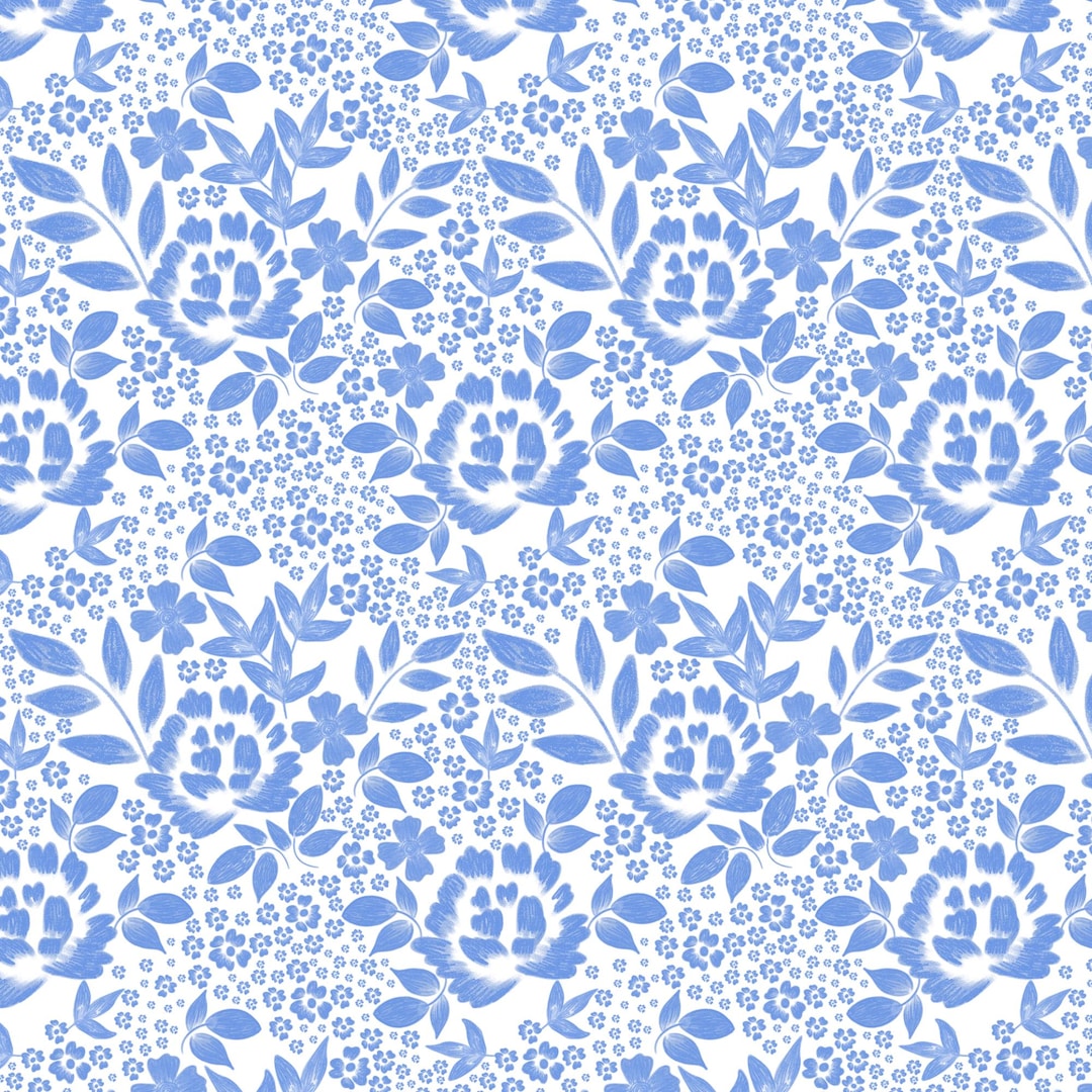 Blue Toile Floral Seamless Patterns, French Chinoiserie Pattern ...