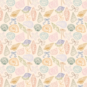 Coquette Sea Shell Seamless Pattern: Boho Coastal Design (digital File ...