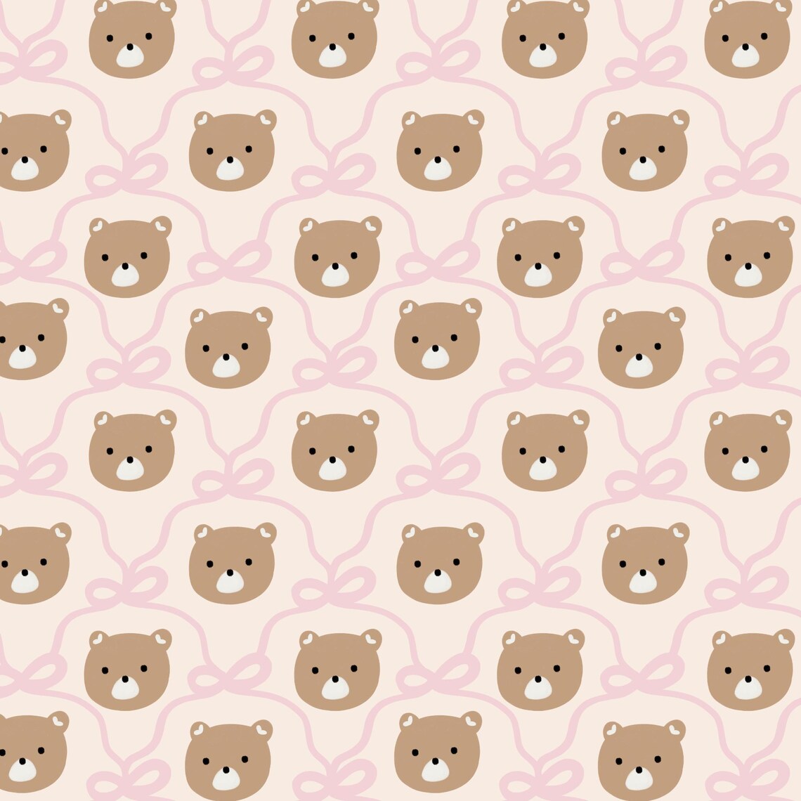 Coquette Teddy Bear Pink Ribbon Seamless Pattern (PNG File) - Etsy