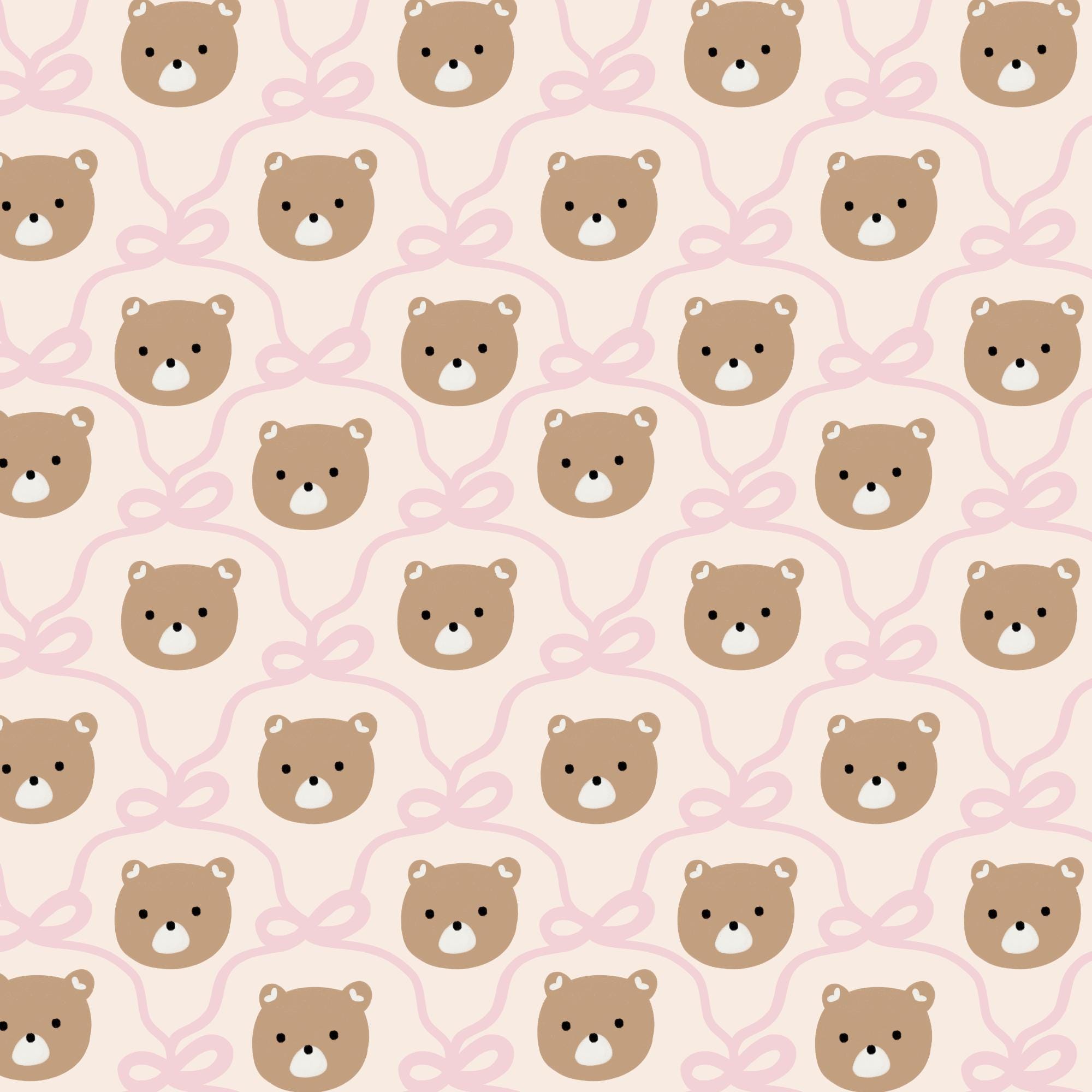 Coquette Teddy Bear Pink Ribbon Seamless Pattern (PNG File) - Etsy