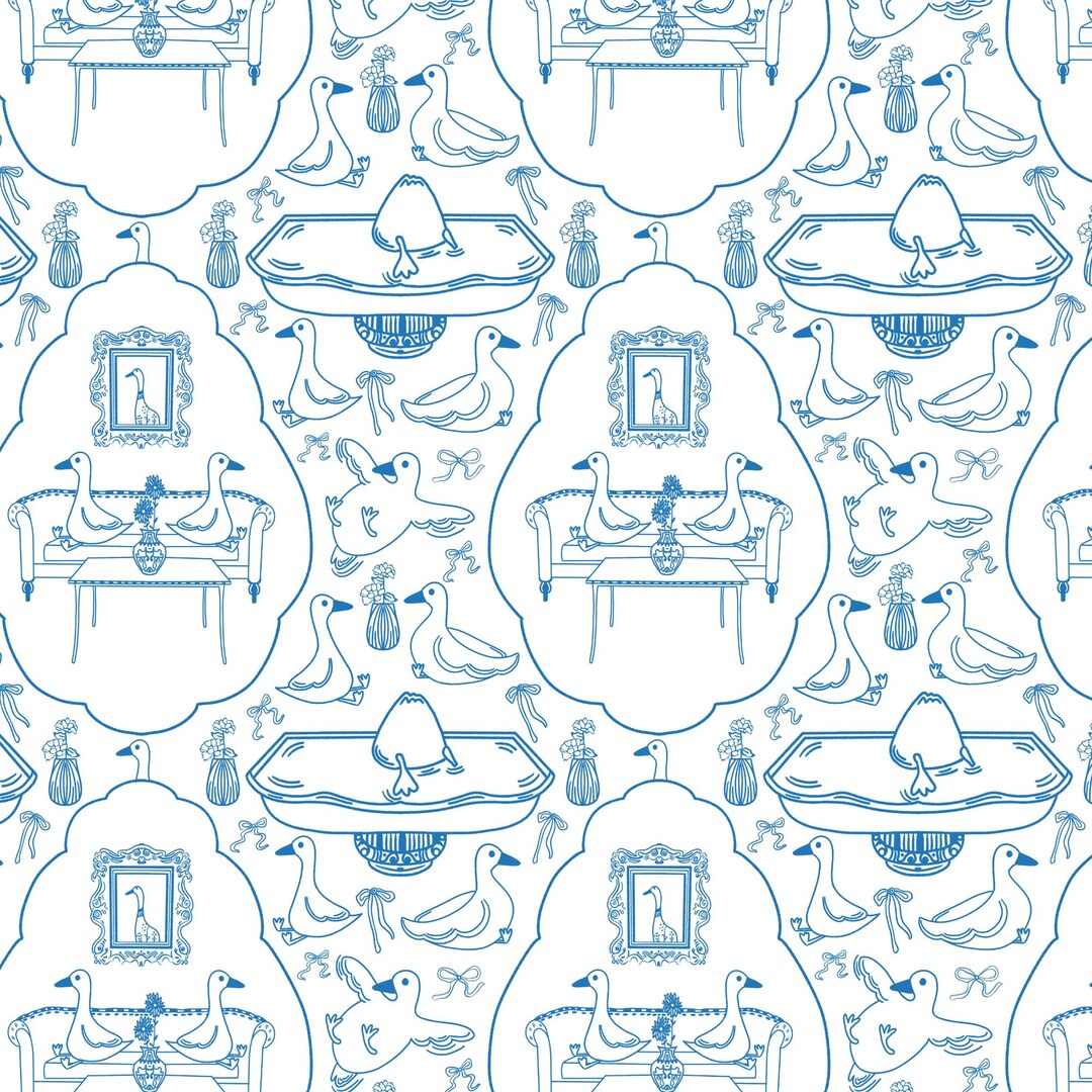 Silly Goose Seamless Patterns, French Chinoiserie Pattern ...