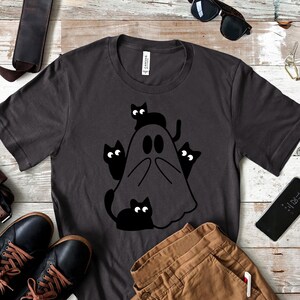 Halloween Ghosts With Black Cat Png ,cute Ghost Clipart,spooky Vibes ...