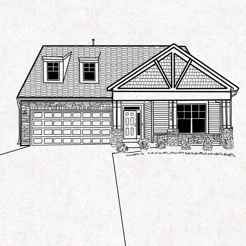 Custom House Sketch: Hand-drawn Home Illustration (digital Download) - Etsy