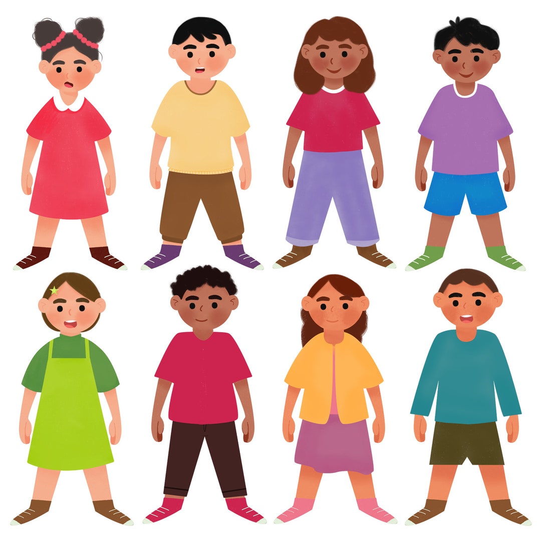 Diverse Kids Clipart Set - Cute Boy and Girl Characters - Instant ...