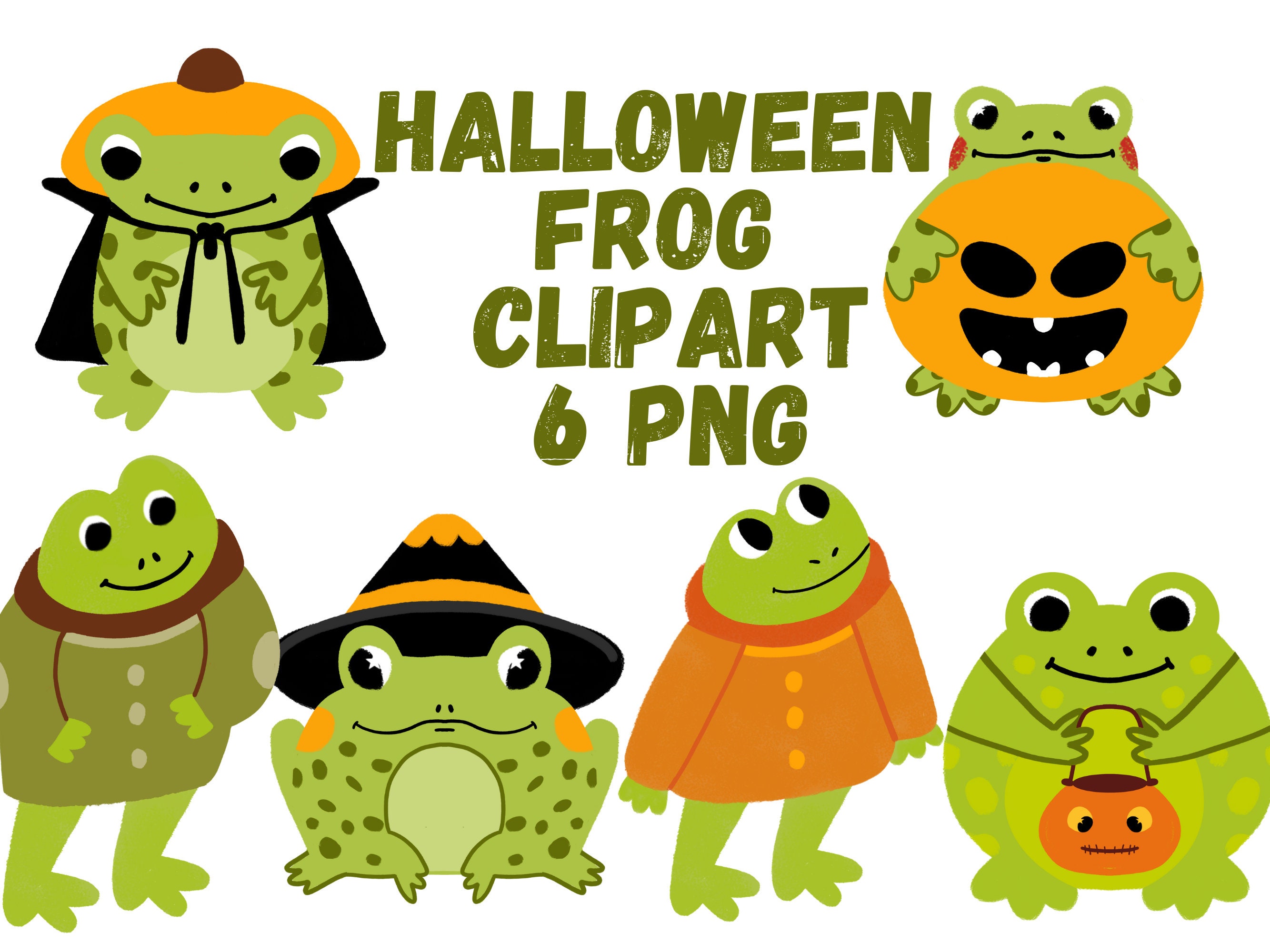 Halloween Frogs Clipart Set Cute Halloween Clipart Cute - Etsy