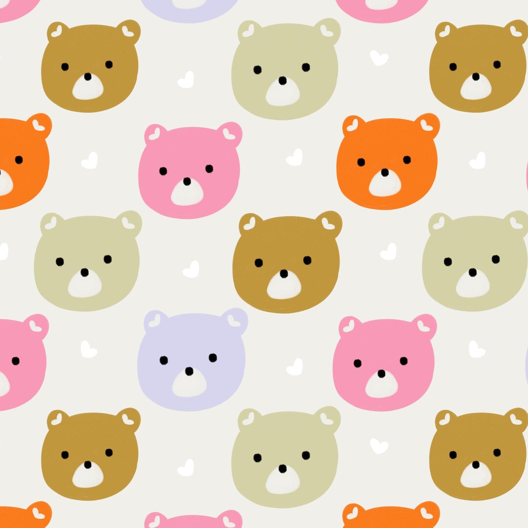 Cute Bear Seamless Repeating Pattern, Bear Face Pattern File, Baby ...