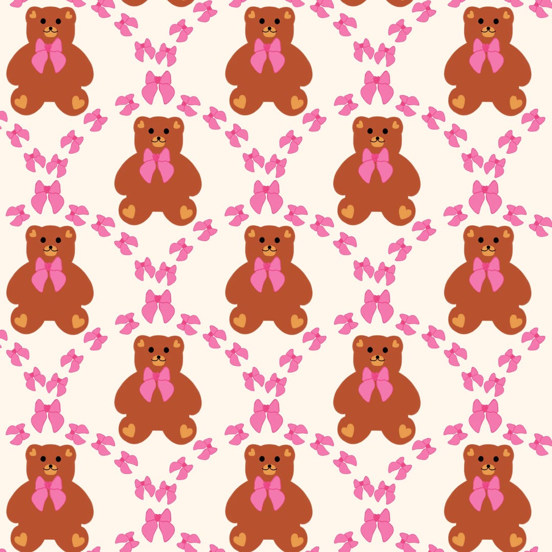 Pink Valentines Teddy Bears Seamless Repeating Pattern , Coquette Pink ...