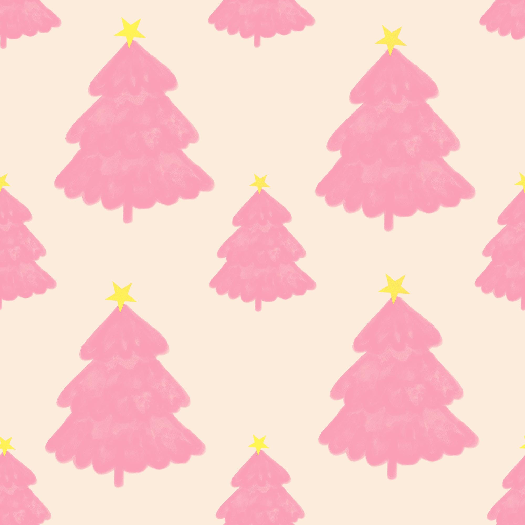 Pink Watercolor Christmas Tree Seamless Repeating Pattern, Pink Tree ...