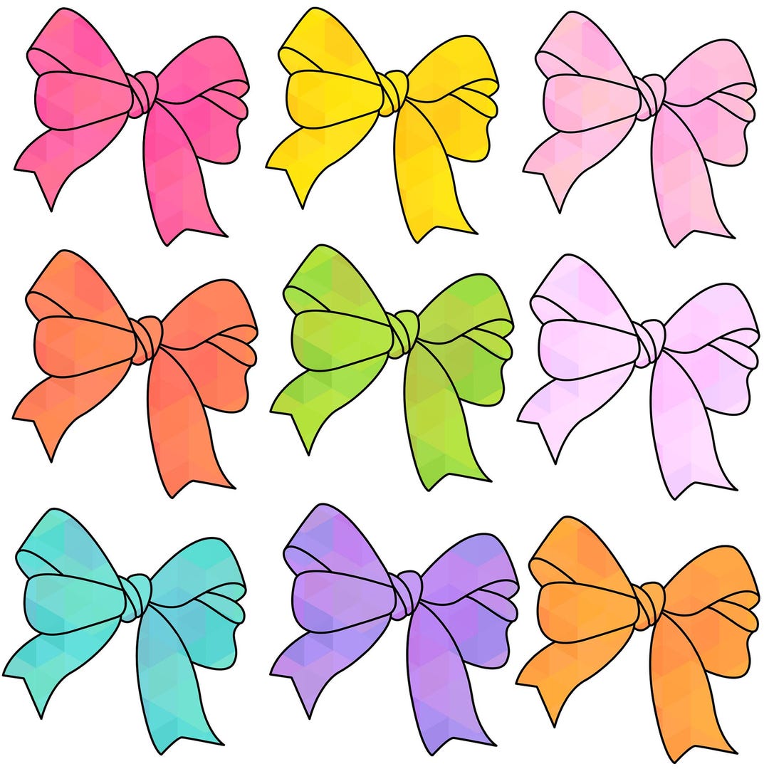 Colorful Ribbon Bow Clipart: Coquette PNG Bundle (digital Download) - Etsy