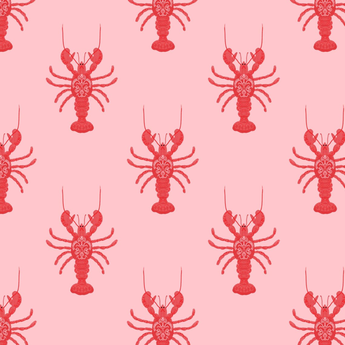 Watercolor Red Lobster Seamless Repeating Pattern, Digital File for ...
