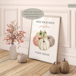 Autumn Frame Mockup, Pumpkin Mockup, Neutral Mockup, Wood Frame Mockup ...