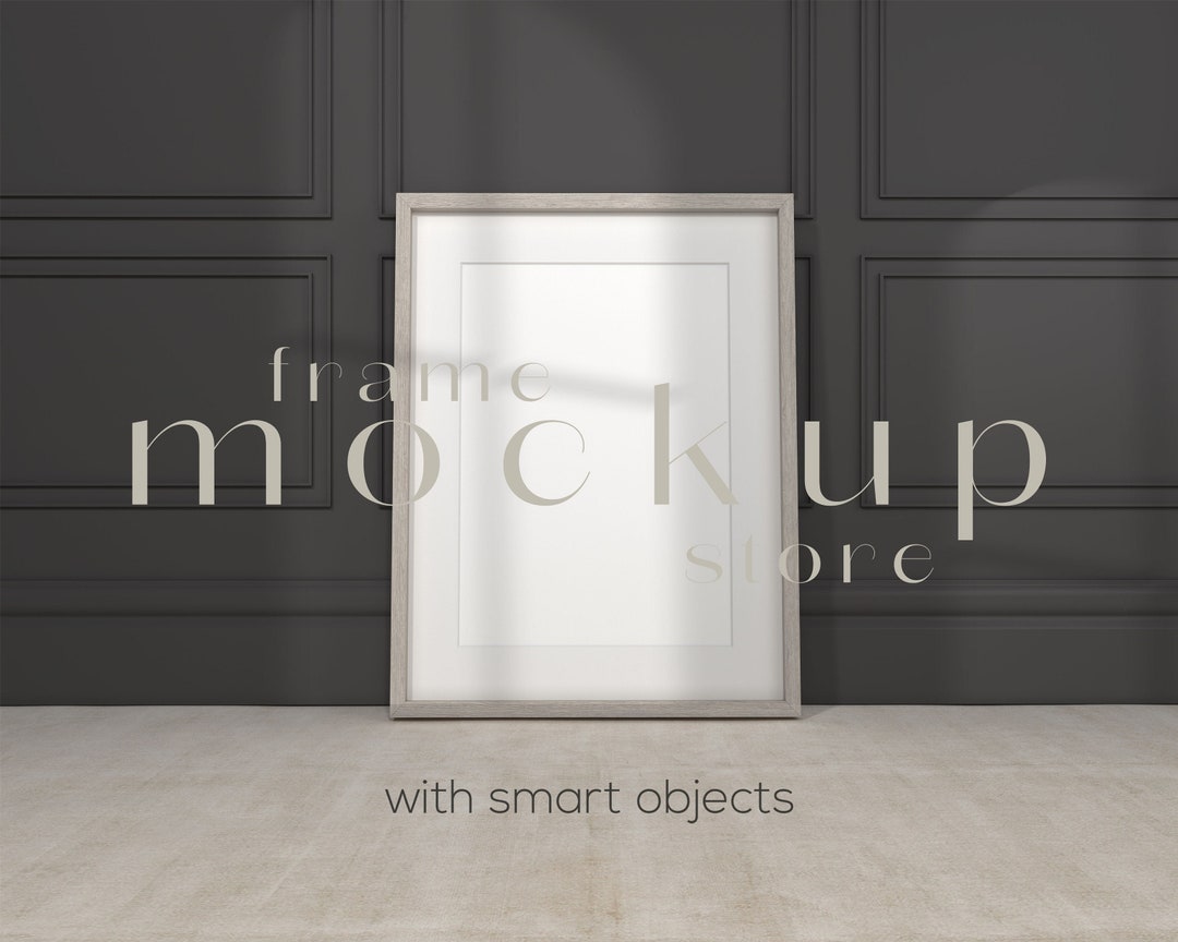 Light Wood Frame Mockup, Mockup Frame, Panelling Mockup, Dark Room, Art ...