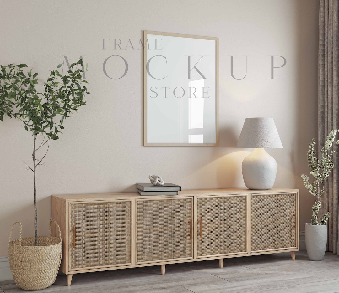 Neutral Frame Mockup, Wood Frame Mockup, Vertical Mockup Frame, Boho ...