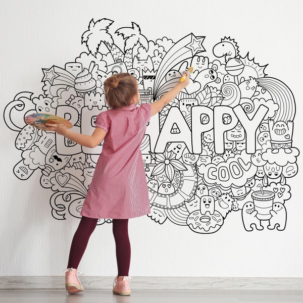 Coloring Wallpaper - Etsy