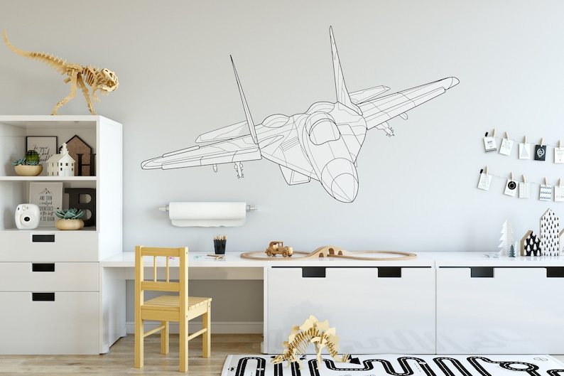 FIGHTER Jet F18 Hornet Coloring Peel & Stick Black and White - Etsy