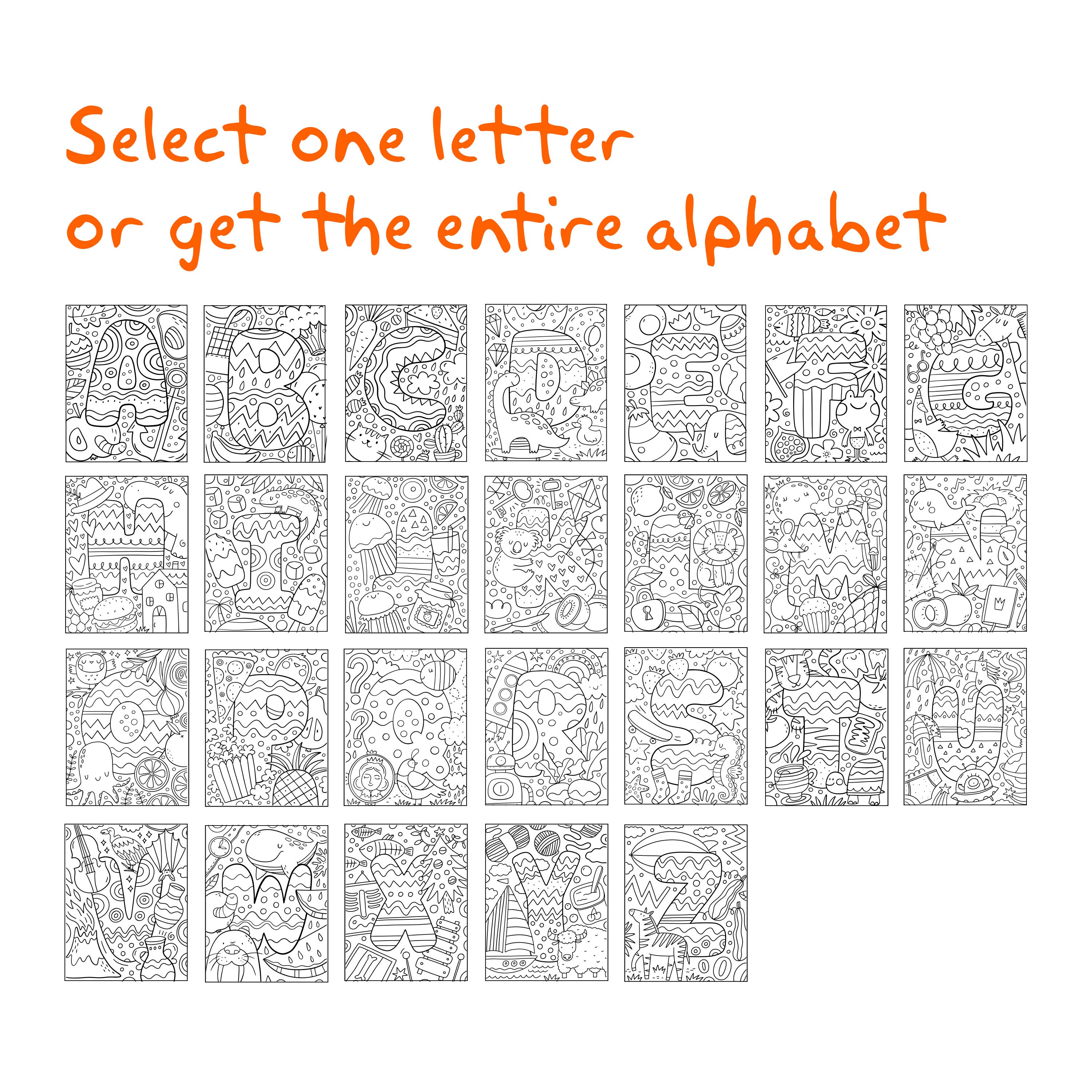 Personalized Gift Kids Name Art Coloring, Doodle Alphabet Letters ...