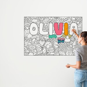 Personalized Gift Kids Name Art Coloring + 24 MARKERS, Sweets Coloring ...