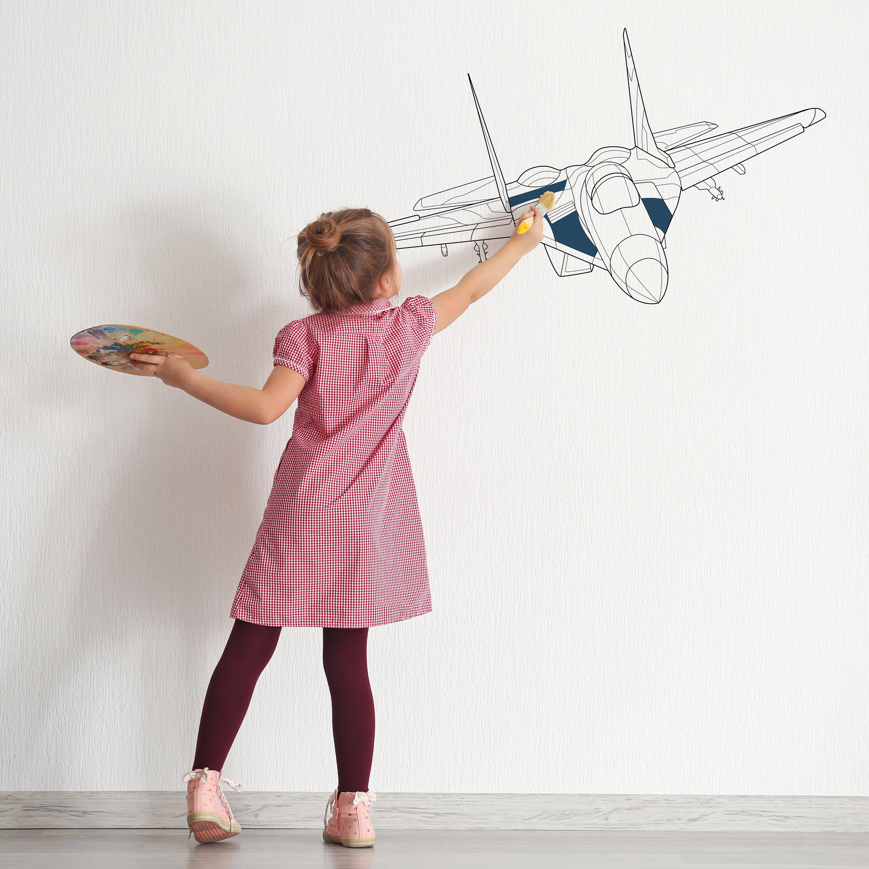 FIGHTER Jet F18 Hornet Coloring Peel & Stick Poster | Black and White ...