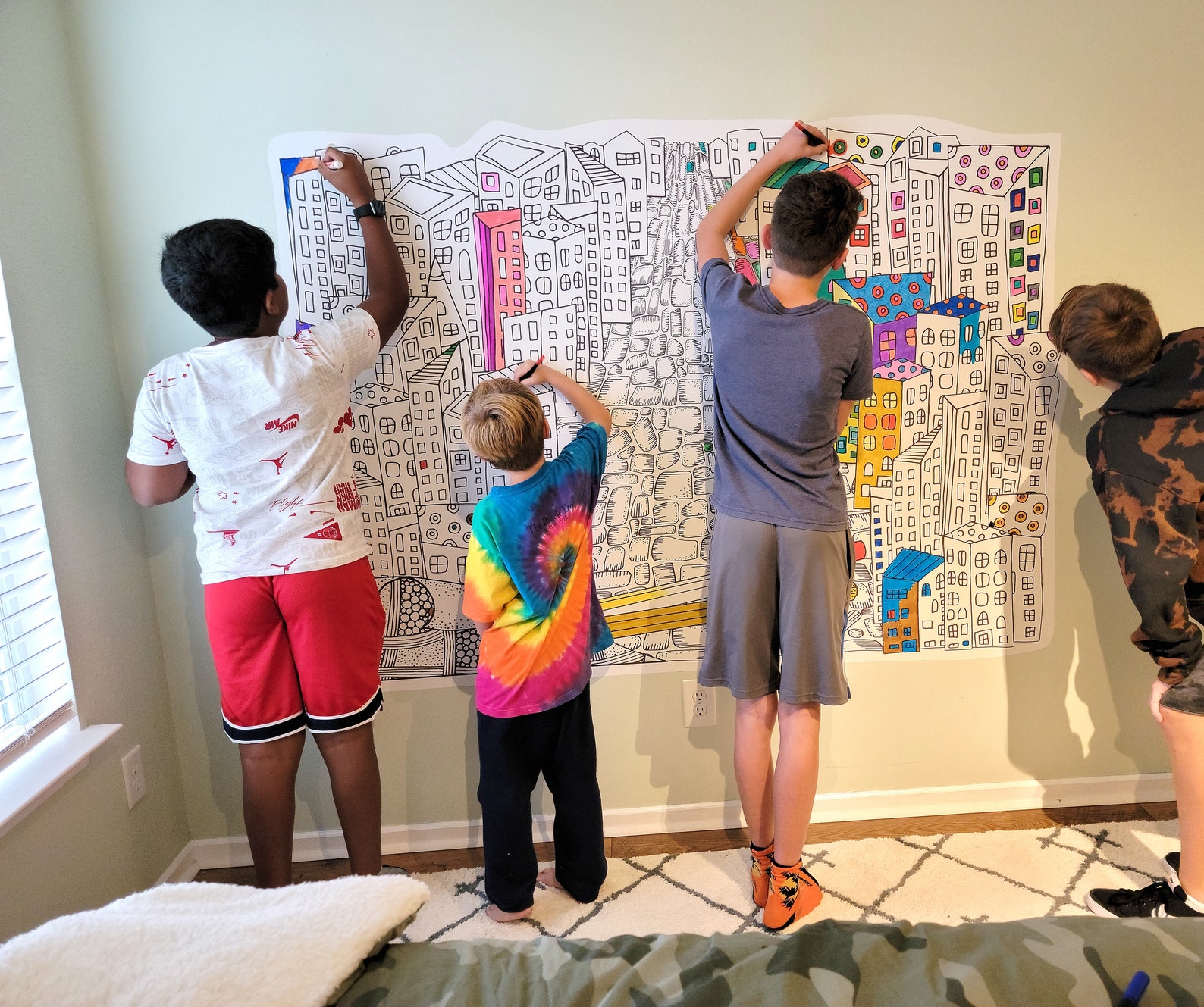 GOING HOME Coloring Peel & Stick Black and White Self Adhesive Fabric ...