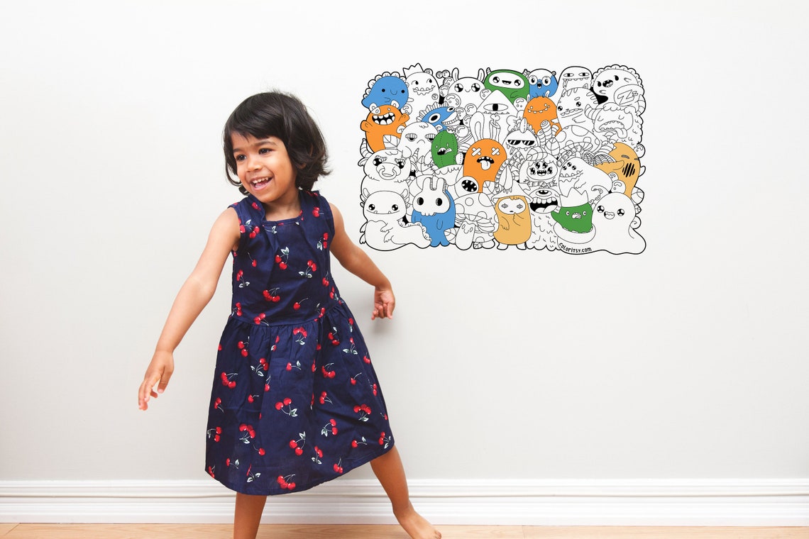 MONSTERS HALLOWEEN STICKER for Coloring, A Sticker You Can Color! Peel ...