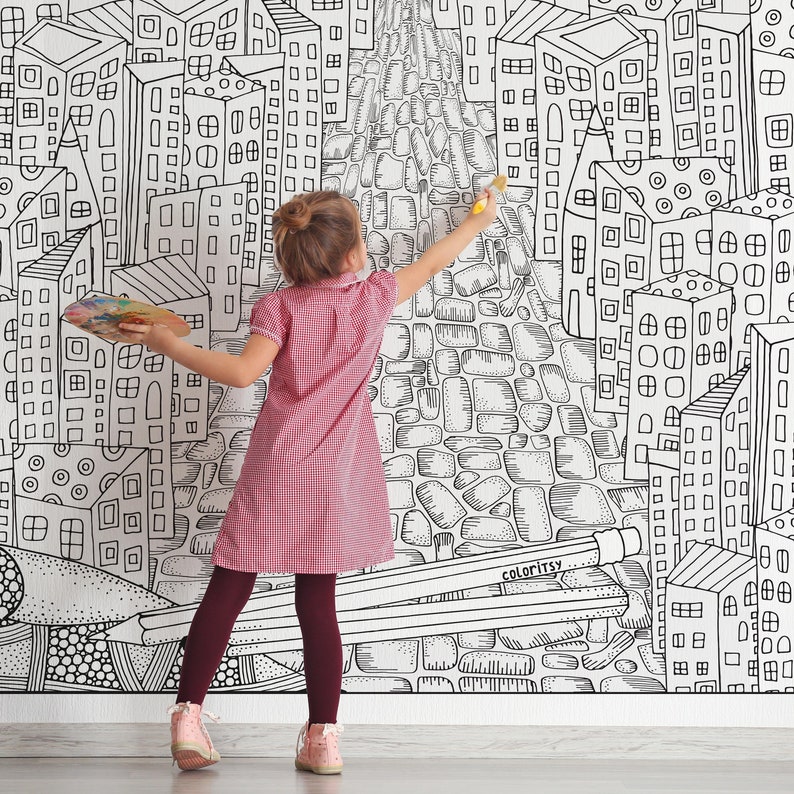 GOING HOME Coloring Peel & Stick Black and White Self Adhesive Fabric ...