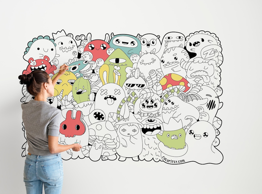 MONSTERS HALLOWEEN STICKER for Coloring, A Sticker You Can Color! Peel ...