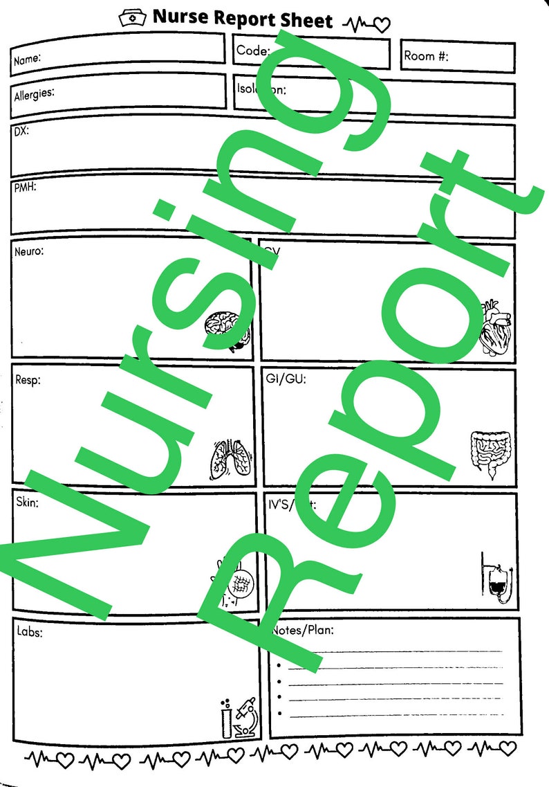 Nursing Report Sheet for Nurses and Nursing Students - Etsy