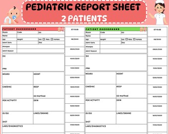 Pediatric Nurse Report Sheet for 4 Patients, Pediatrics Nurse Brain ...
