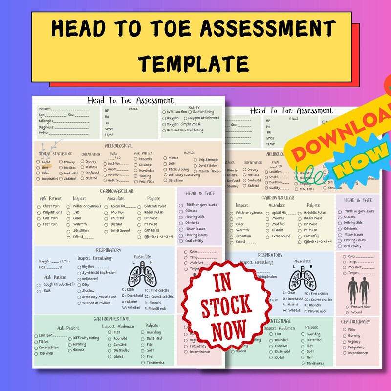 Head to Toe Assessment Template - Etsy