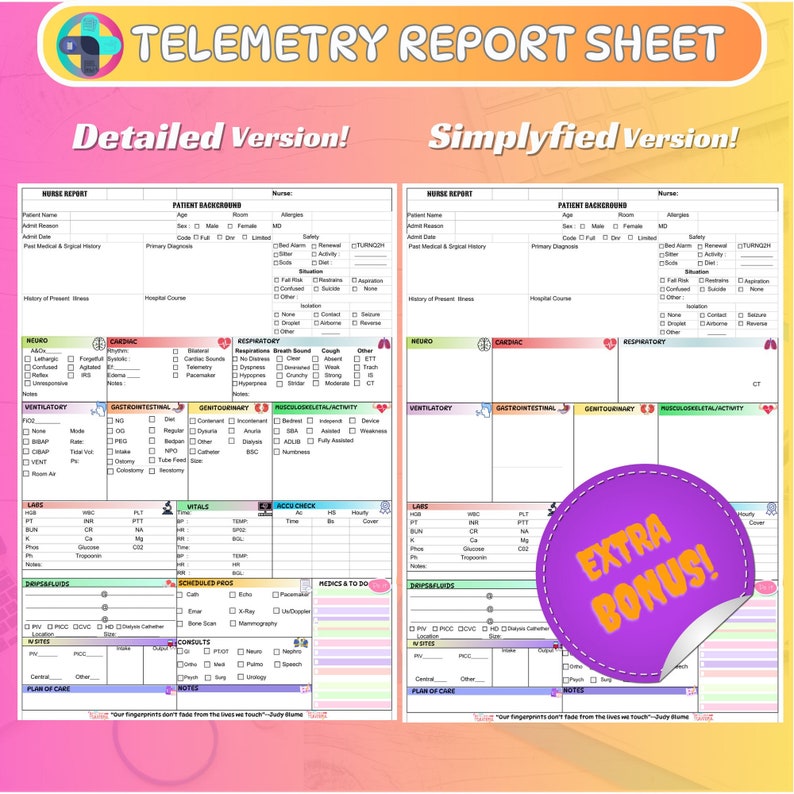 Medsurg Nurse Telemetry Report Sheet Telemetry Report Sheet Nurse Brain ...