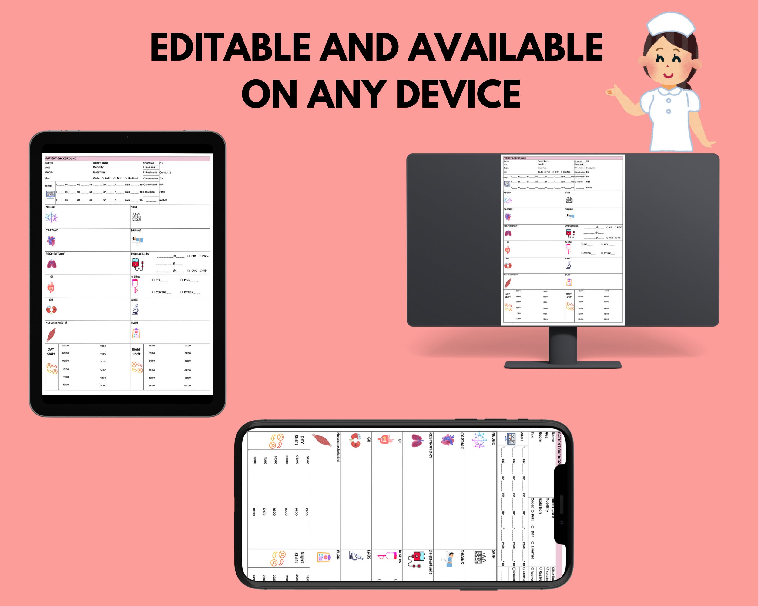 Ultimate Nurse Brain Sheet Med Surg Report Sheet Tele Report Sheet ...