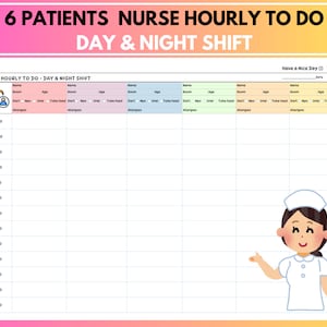 6 Patient Nursing | Nurse to Do List | Nurse Hourly to Do | 6 Patient ...