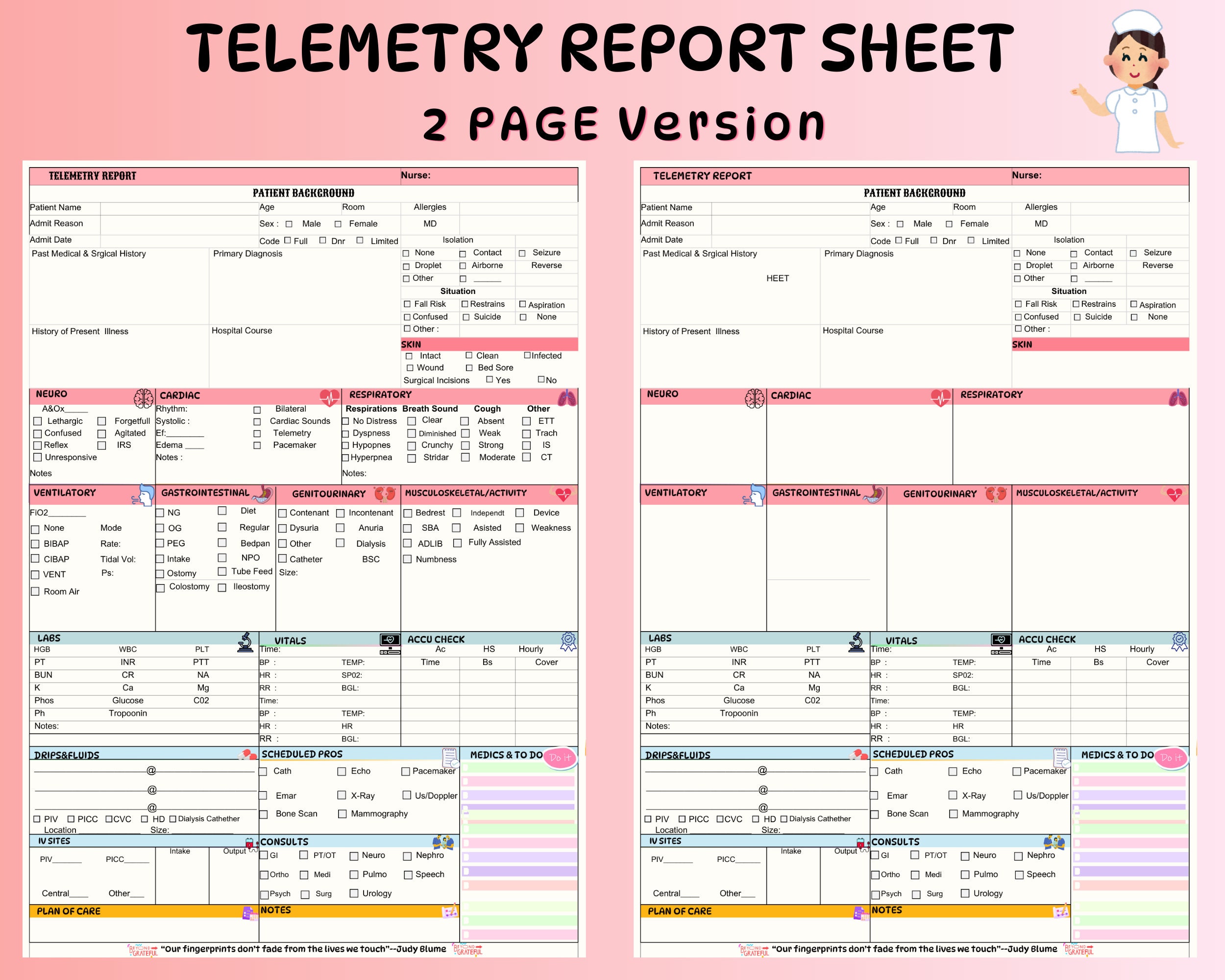 Tele Report Sheet Er Report Sheet Telemetry Nursing-med Surg Brain SBAR ...