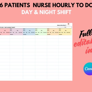 6 Patient Nursing | Nurse to Do List | Nurse Hourly to Do | 6 Patient ...