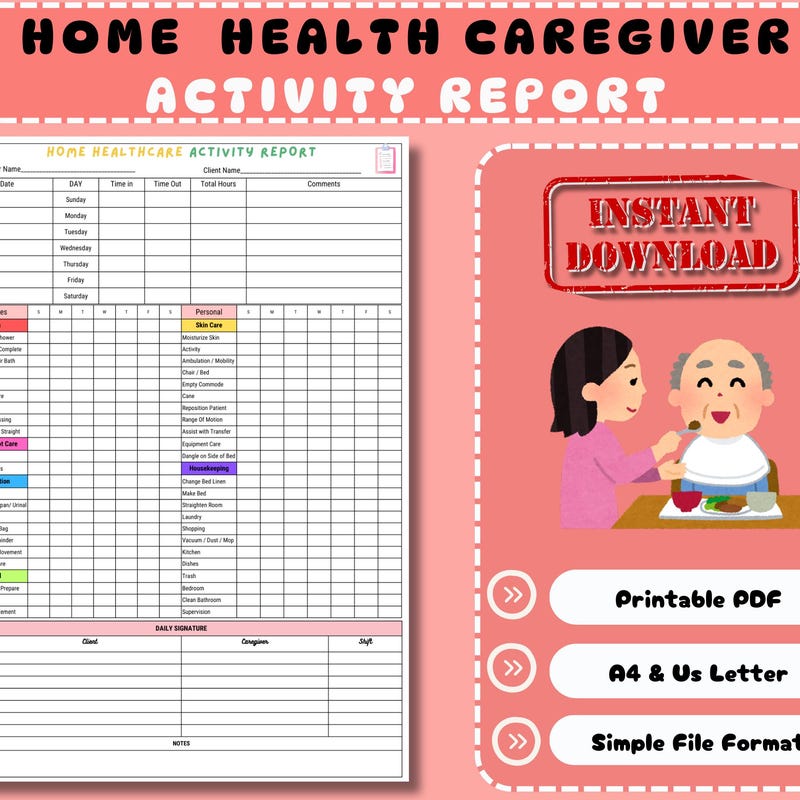 Caregiver Daily Log - Etsy
