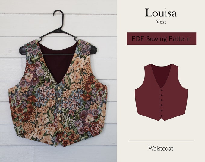 Fitted Vest Digital PDF Sewing Pattern // US Size 00-14 // Instant ...