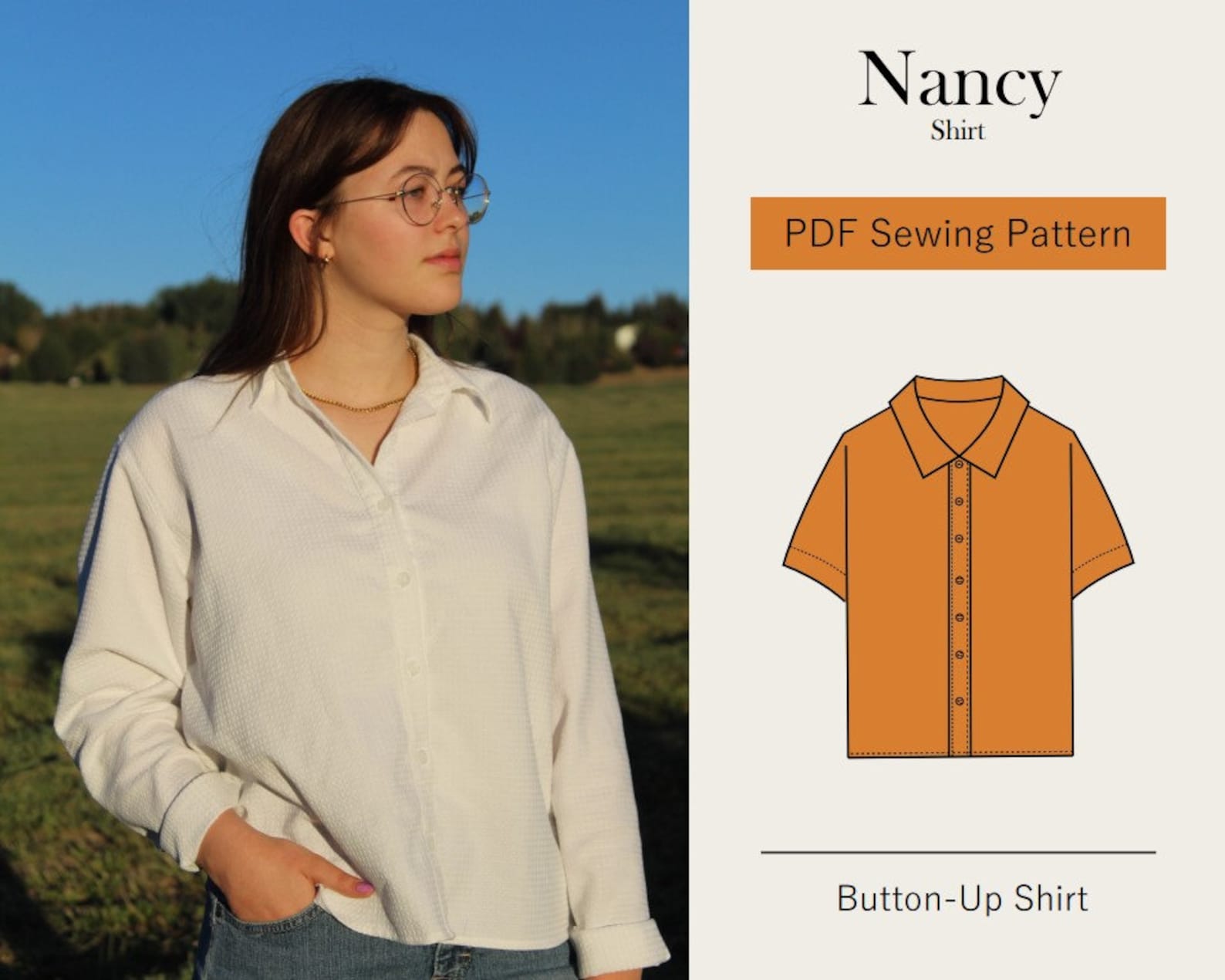 Button-up Shirt Pattern | Classic Long-sleeve and Short-sleeve Shirt ...