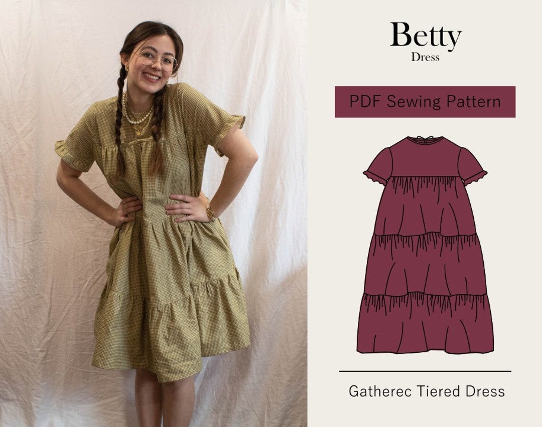 Gathered Tiered Dress | Puff Sleeve Dress | Digital PDF Sewing Pattern ...
