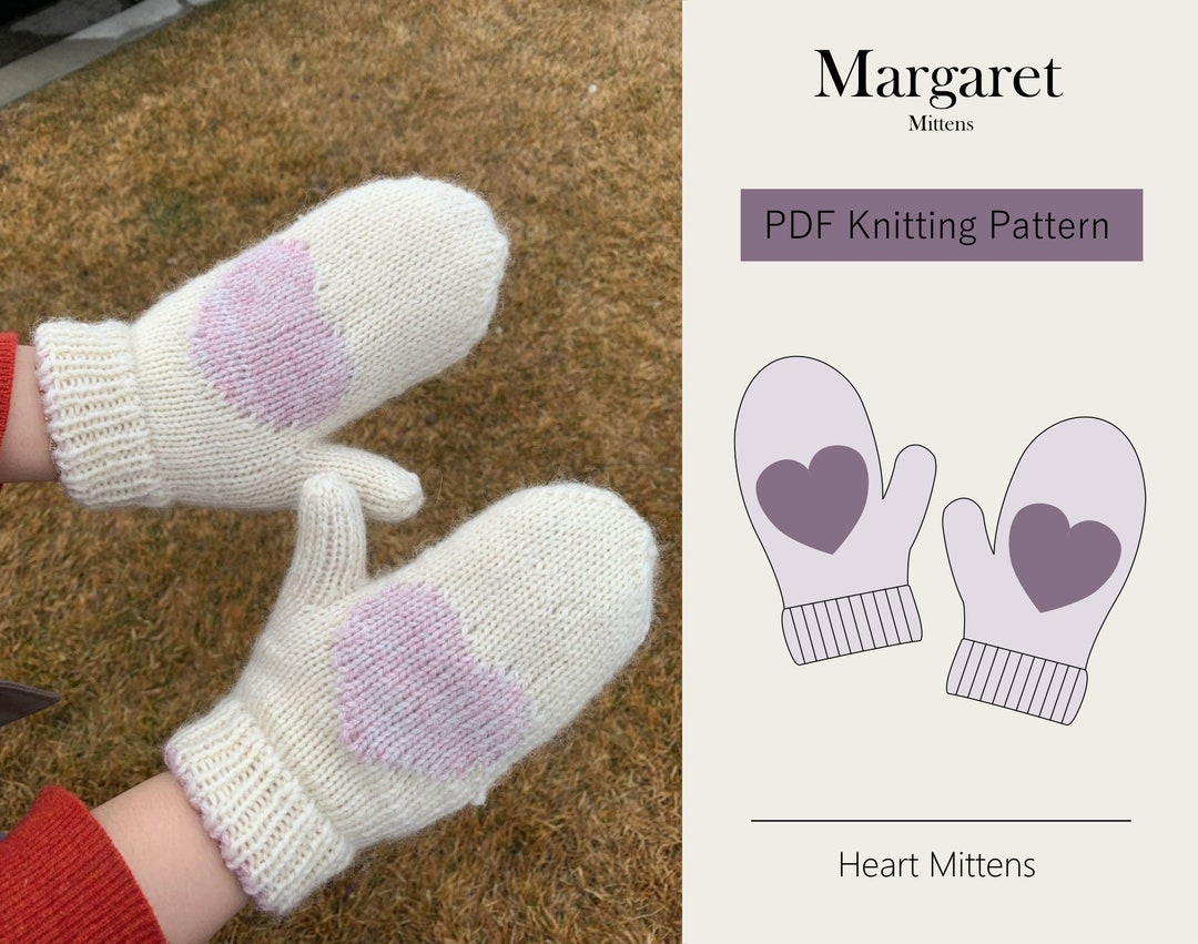 Mitten Knitting Pattern | Heart Mittens | Double Knit Mittens | East ...