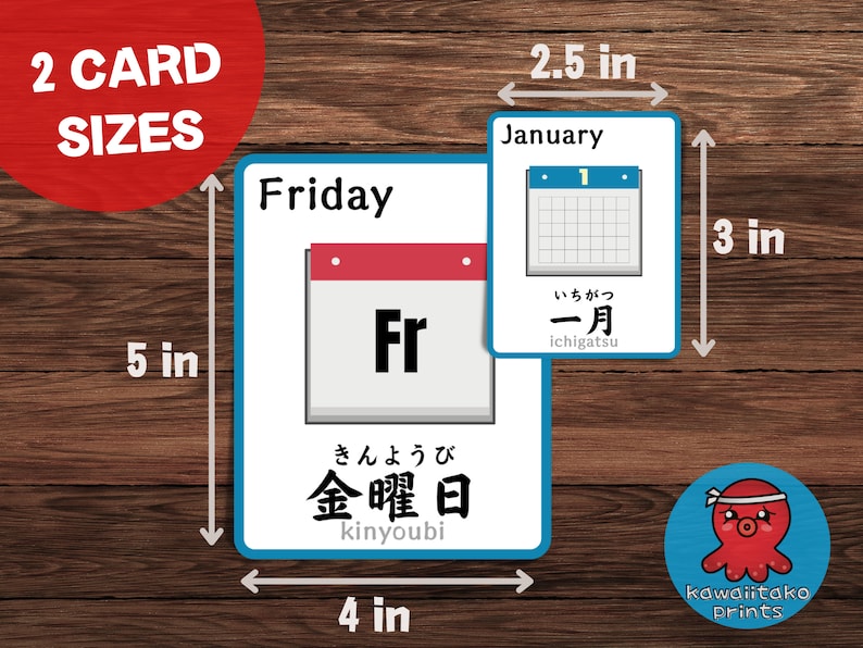 Japanese Kanji Months & Days of the Week Flashcards, Learn Japanese ...