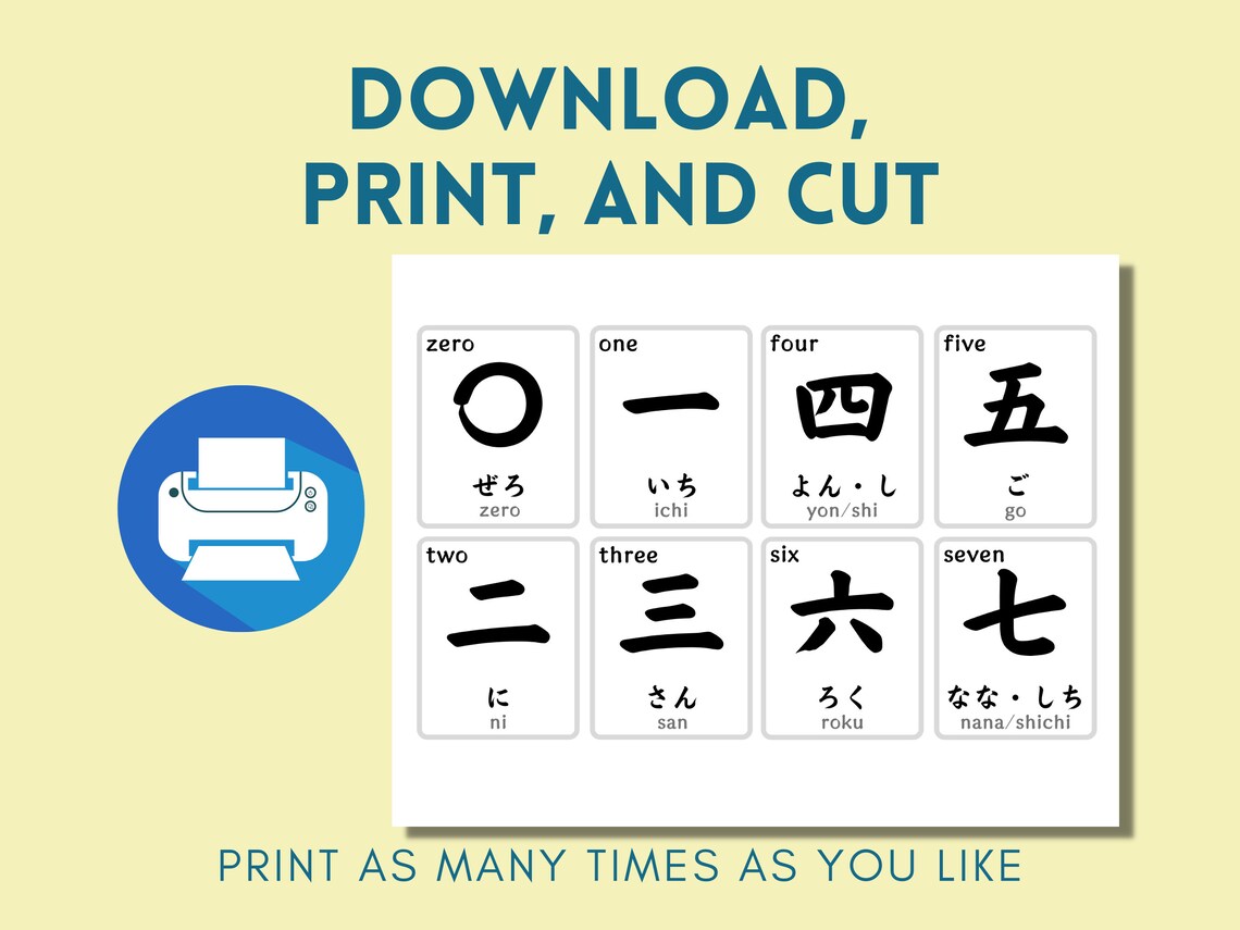 Japanese Kanji Number Flashcards Japanese Printable Numbers - Etsy