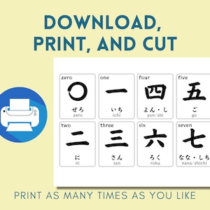 Japanese Kanji Number Flashcards, Japanese Printable Numbers, Japan ...